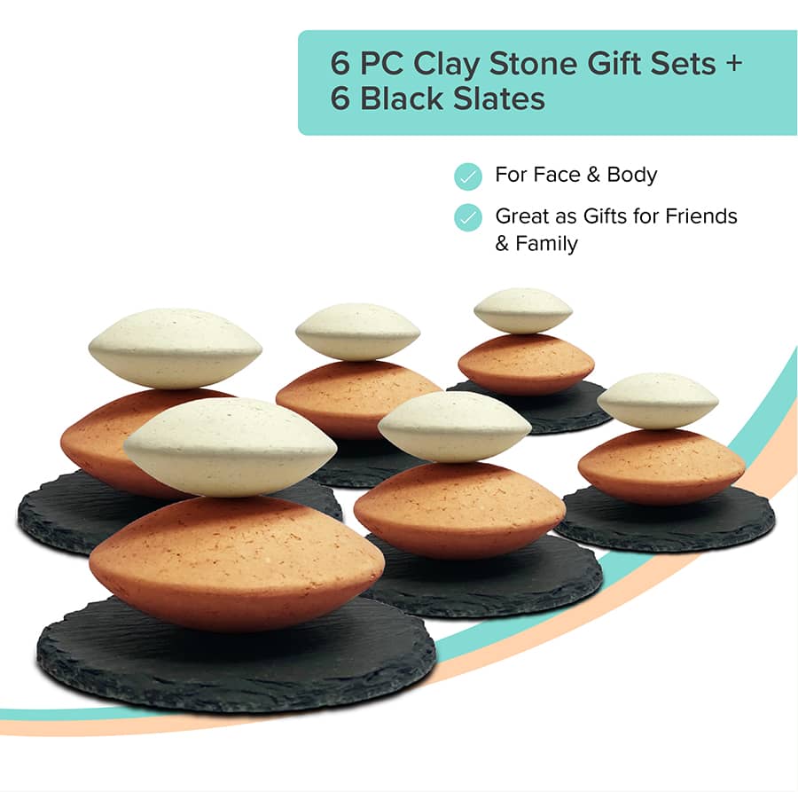 6 PC Clay Stone Sets With Black Slate Hand-Made Gift – Pryshan Canada